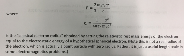 Solved (a) (10 pts) In class, we derived the Larmor formula | Chegg.com