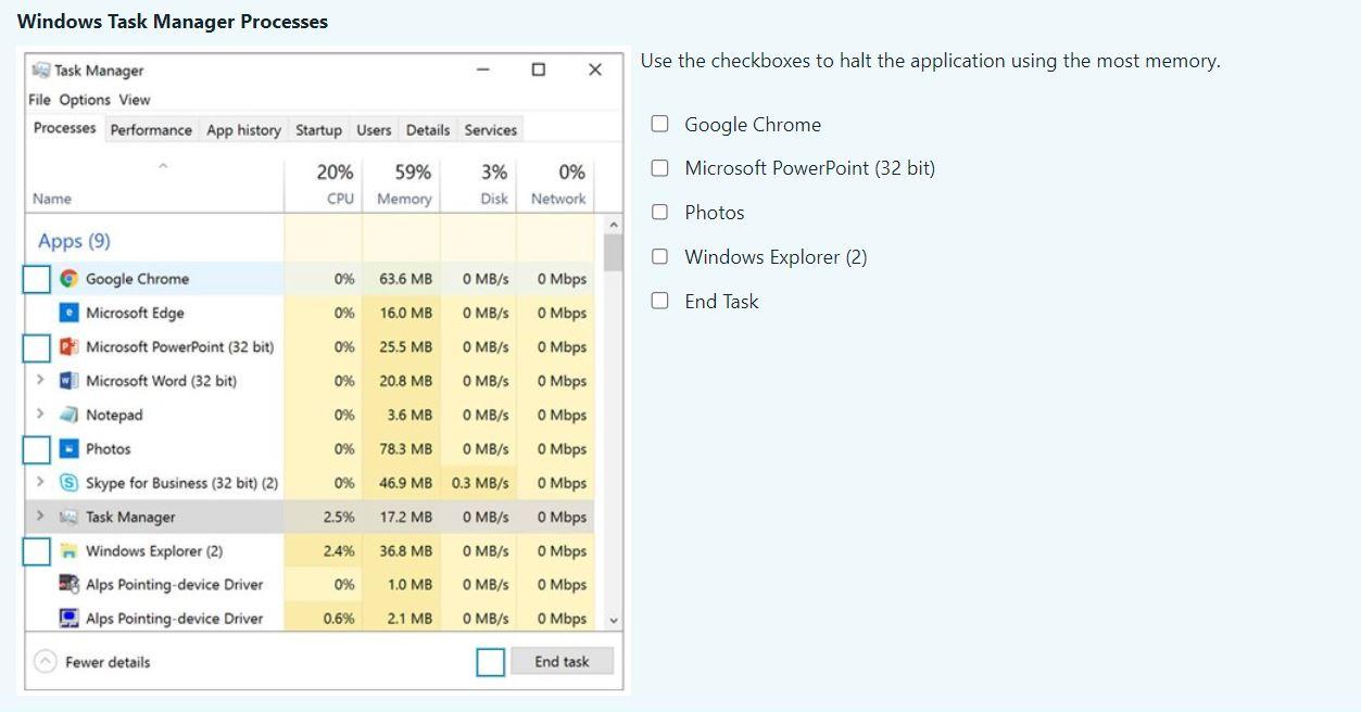Solved Windows Task Manager Processes Use the checkboxes to | Chegg.com