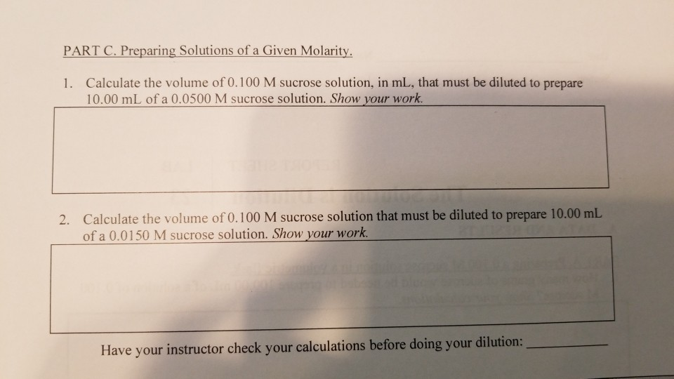 Solved PART C. Preparing Solutions of a Given Molarity | Chegg.com