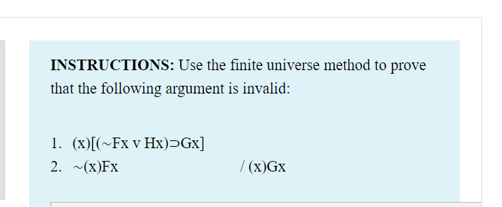 Solved INSTRUCTIONS: Use the finite universe method to prove | Chegg.com