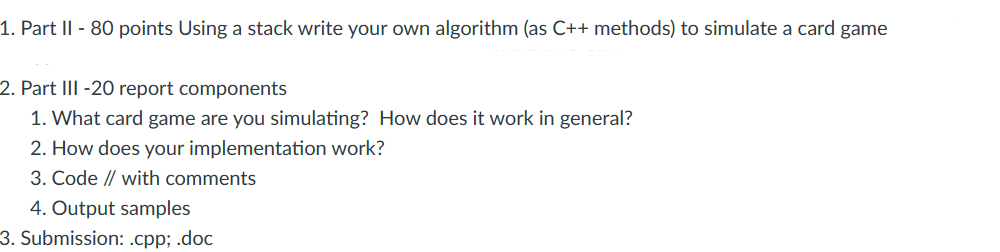 Solved 1. Part II - 80 points Using a stack write your own | Chegg.com