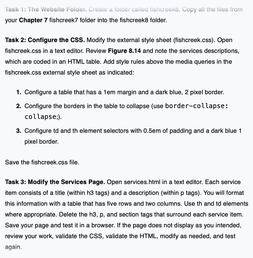 Solved your Chapter 7 fishcreek7 folder into the fishcreek8 | Chegg.com