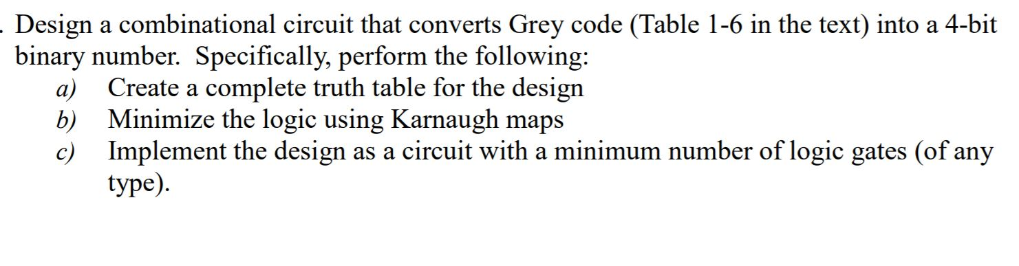 Solved Design a combinational circuit that converts Grey | Chegg.com