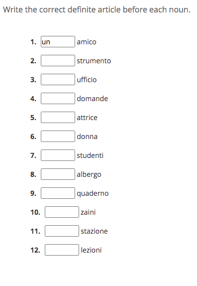 Solved Write the correct definite article before each noun. | Chegg.com