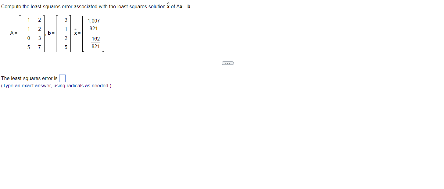 Solved Compute the least-squares error associated with the | Chegg.com