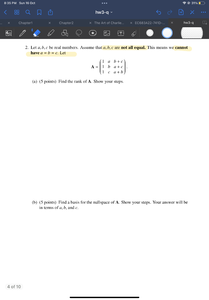 Solved 2. Let a,b,c be real numbers. Assume that a,b,c are | Chegg.com