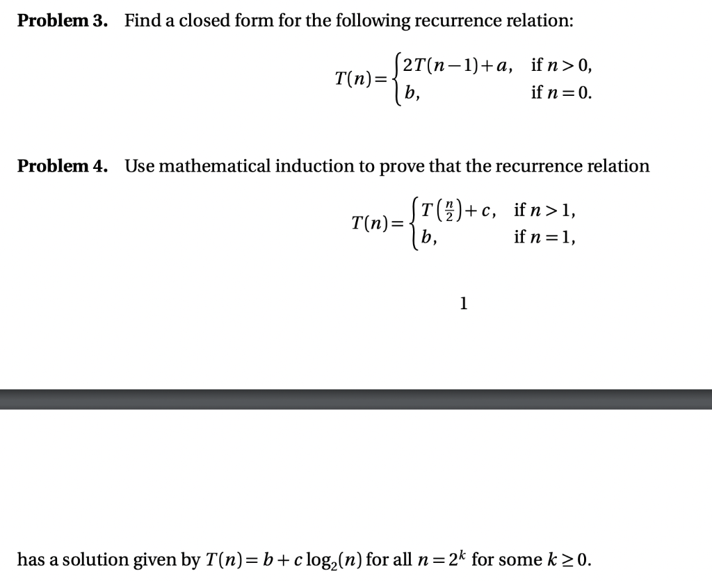 Problem 3. Find a closed form for the following | Chegg.com
