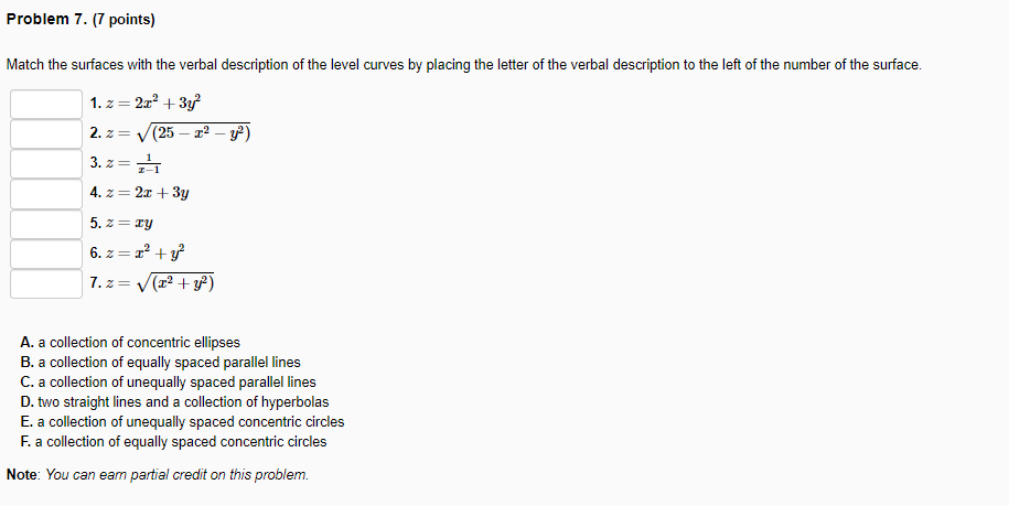 Solved Match the surfaces with the verbal description of the | Chegg.com