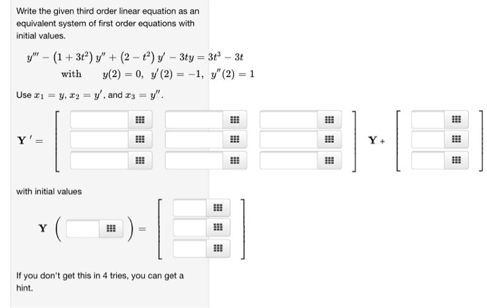 Solved Write the given third order linear equation as an | Chegg.com