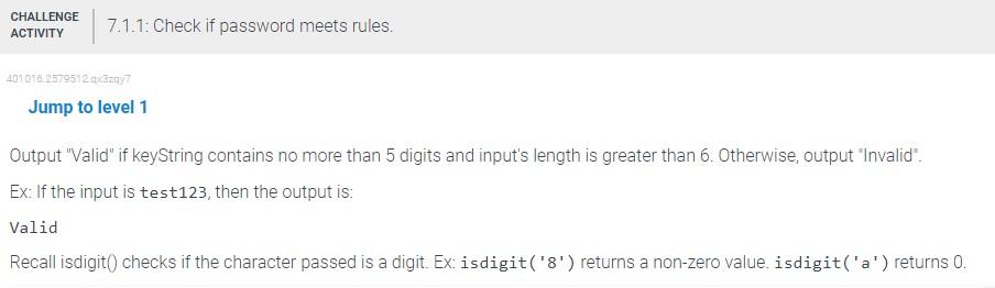 Solved Output "Valid" if keyString contains no more than 5 | Chegg.com