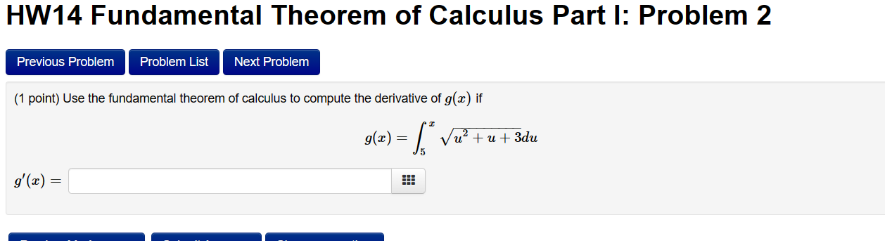 Solved HW14 Fundamental Theorem of Calculus Part I: Problem | Chegg.com