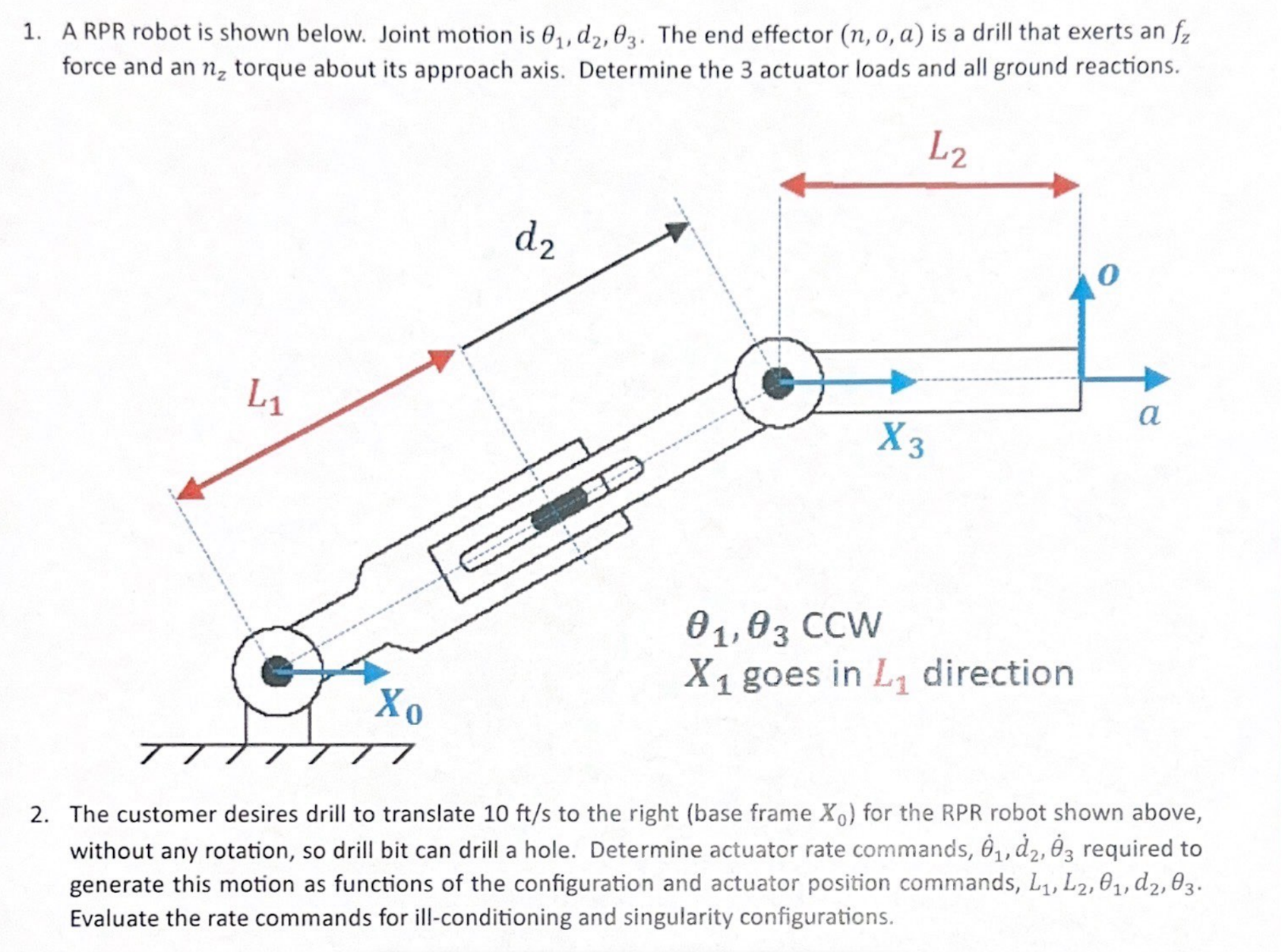 1. A RPR robot is shown below. Joint motion is | Chegg.com