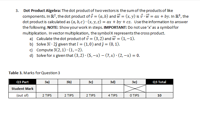 Solved 3. Dot Product Algebra: The dot product of two | Chegg.com