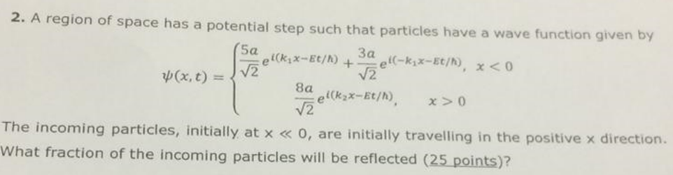 Solved A region of space has a potential step such that | Chegg.com