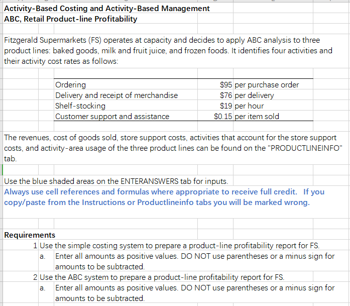 Solved Activity-Based Costing and Activity-Based Management | Chegg.com