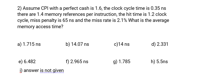 Solved 2) Assume CPI with a perfect cash is 1.6 , the clock | Chegg.com