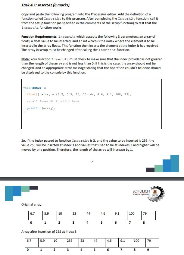 Solved Task 4.1: InsertAt (8 marks) Copy and paste the | Chegg.com