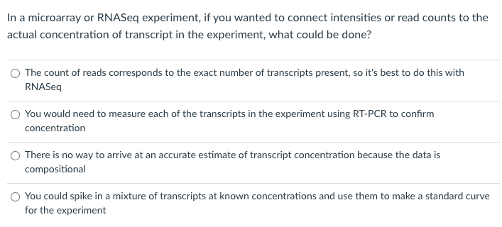 Solved In a microarray or RNASeq experiment, if you wanted | Chegg.com