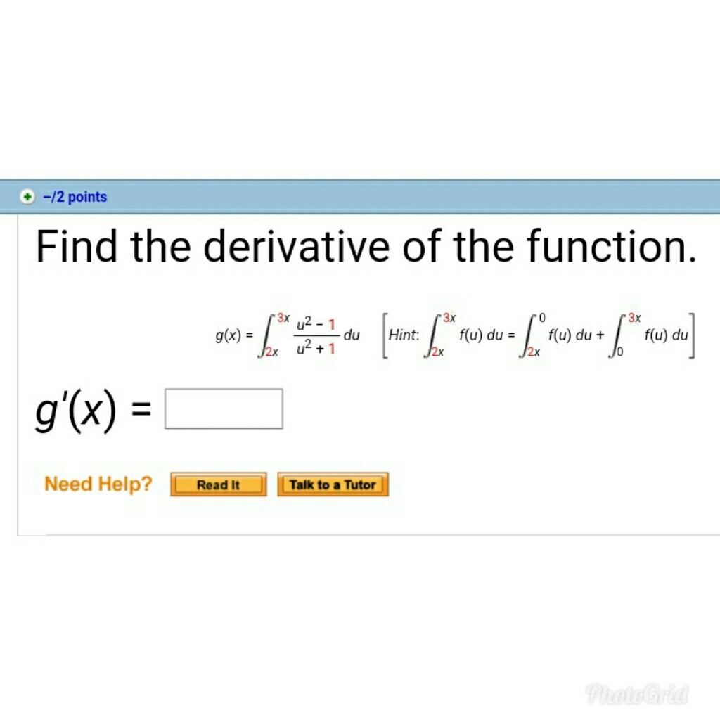 Solved -/2 points Find the derivative of the function 3x | Chegg.com