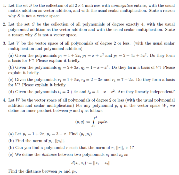 Solved linear algebra for engineering please solve the | Chegg.com