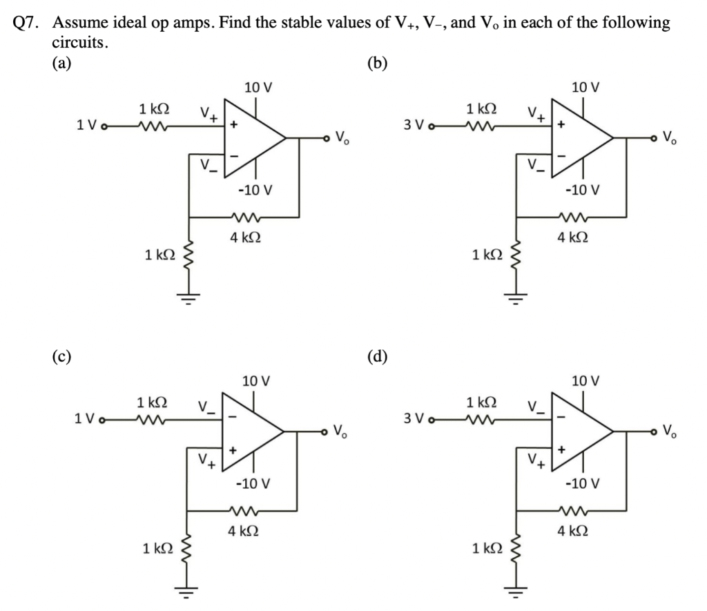 Solved 27. Assume ideal op amps. Find the stable values of | Chegg.com