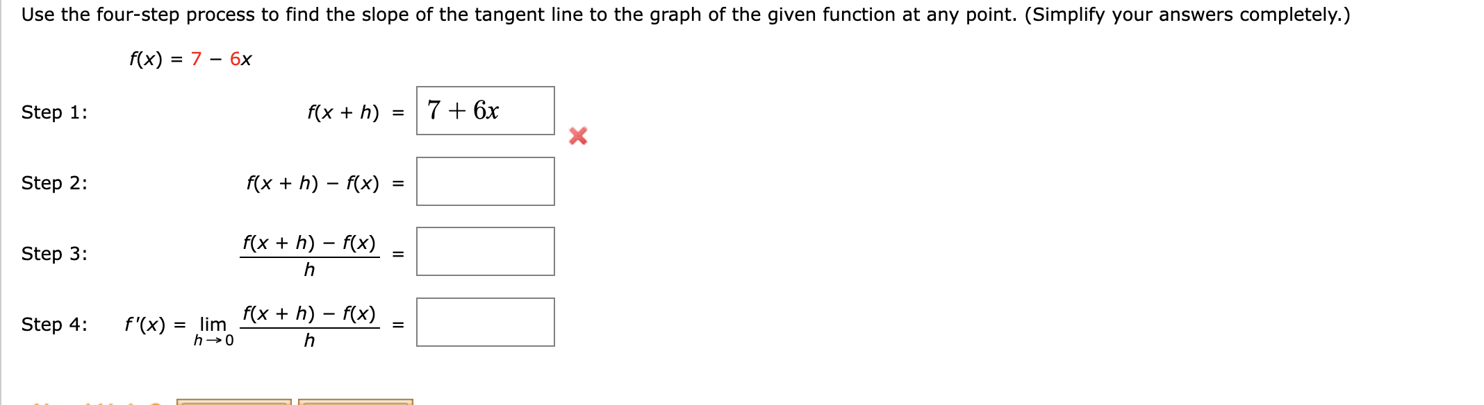 Solved Use the four-step process to find the slope of the | Chegg.com