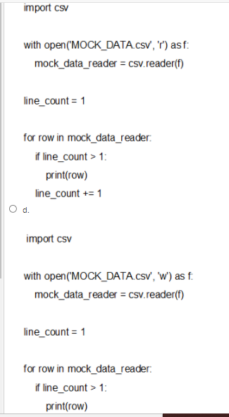 Solved Which of the following is the correct syntax to read | Chegg.com