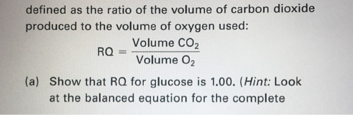 Solved *21.25 The respiratory quotient (RQ), used in studies | Chegg.com