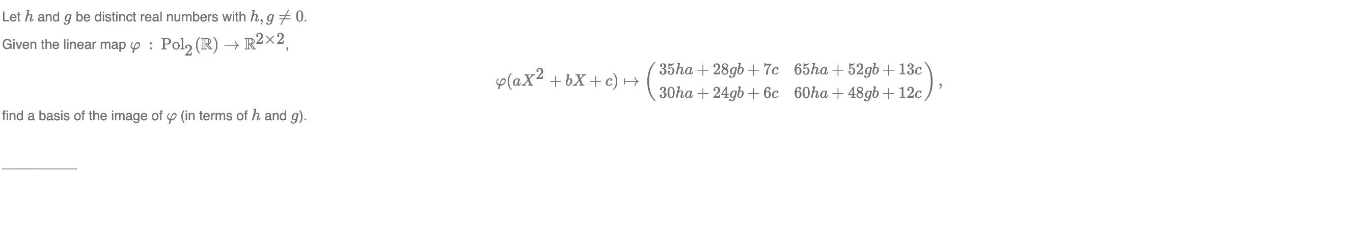 Solved et h ﻿and g ﻿be distinct real numbers with | Chegg.com
