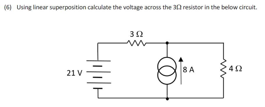 Solved (6) Using linear superposition calculate the voltage | Chegg.com
