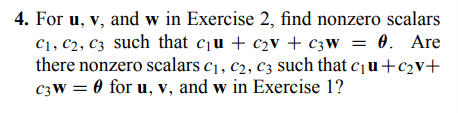For u,v, and w given in Exercises 1-3, calculate u− | Chegg.com