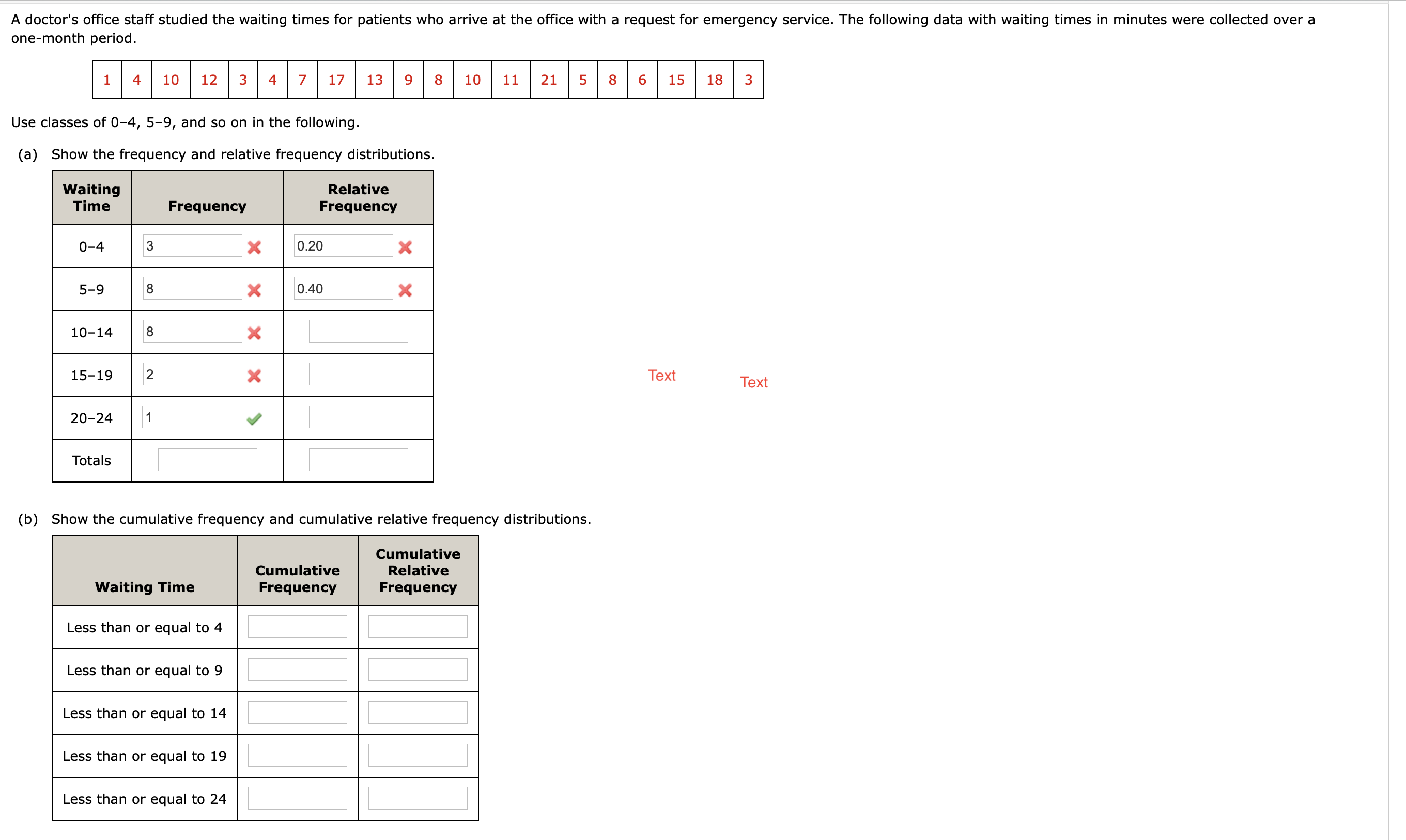 Solved A doctor's office staff studied the waiting times for | Chegg.com