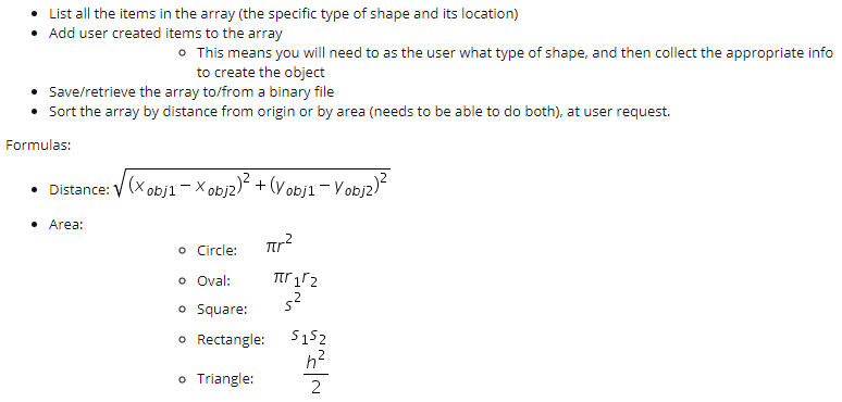 Solved DESIGN A SHAPE DATABASE I want you to create a | Chegg.com