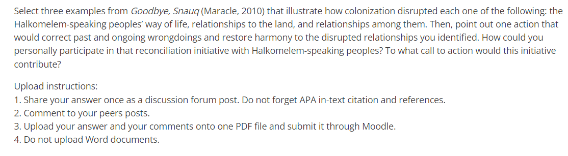 Solved Select three examples from Goodbye, Snauq (Maracle, | Chegg.com