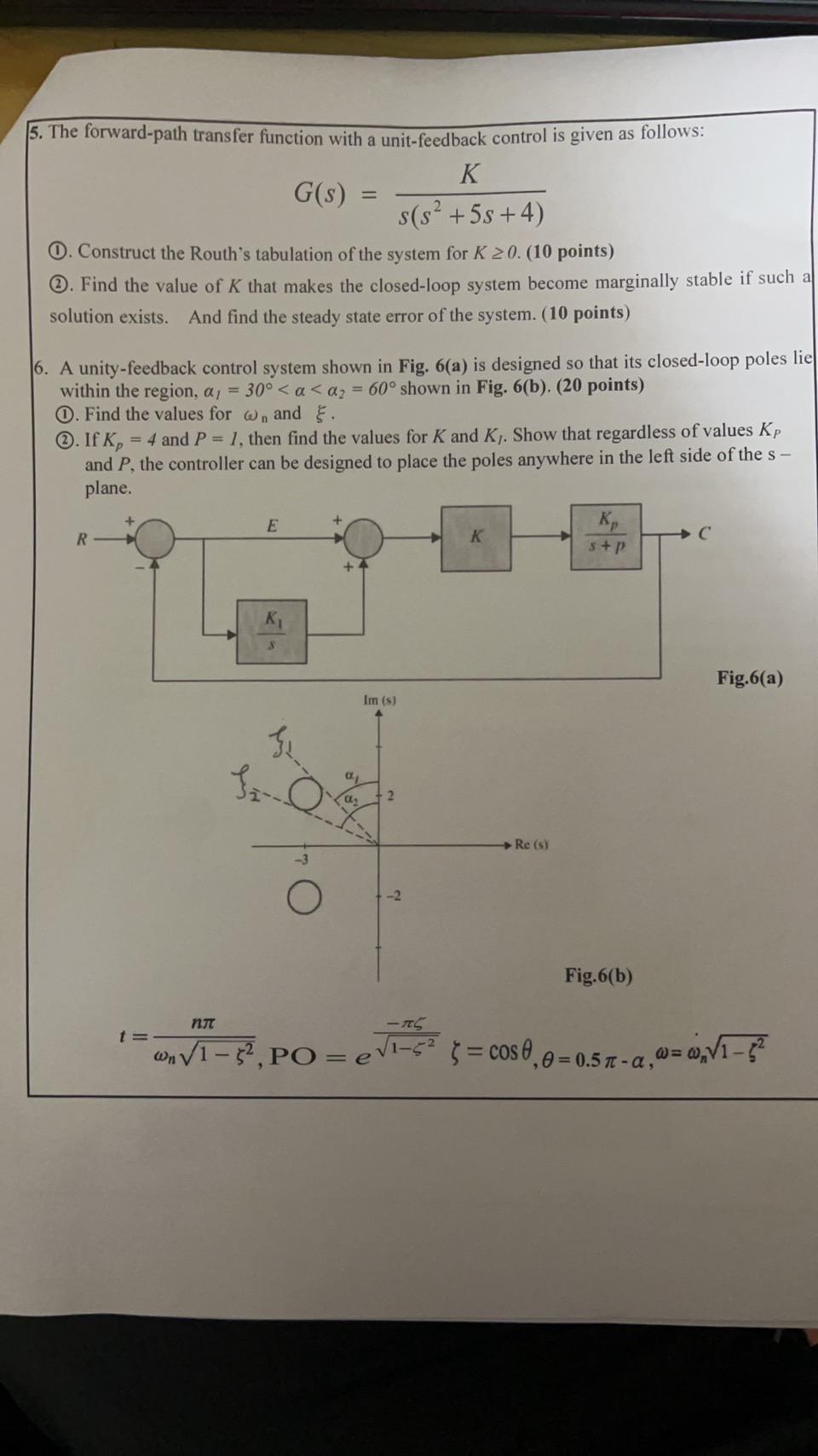 Solved 5. The forward-path transfer function with a | Chegg.com