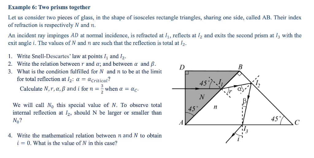 Solved Example 6: Two prisms together Let us consider two | Chegg.com