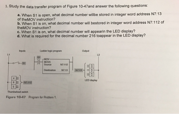Solved 1. Study the data transfer program of Figure 10-47and | Chegg.com