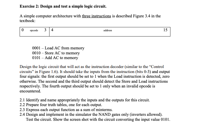 Exercise 2: Design and test a simple logic circuit. A | Chegg.com
