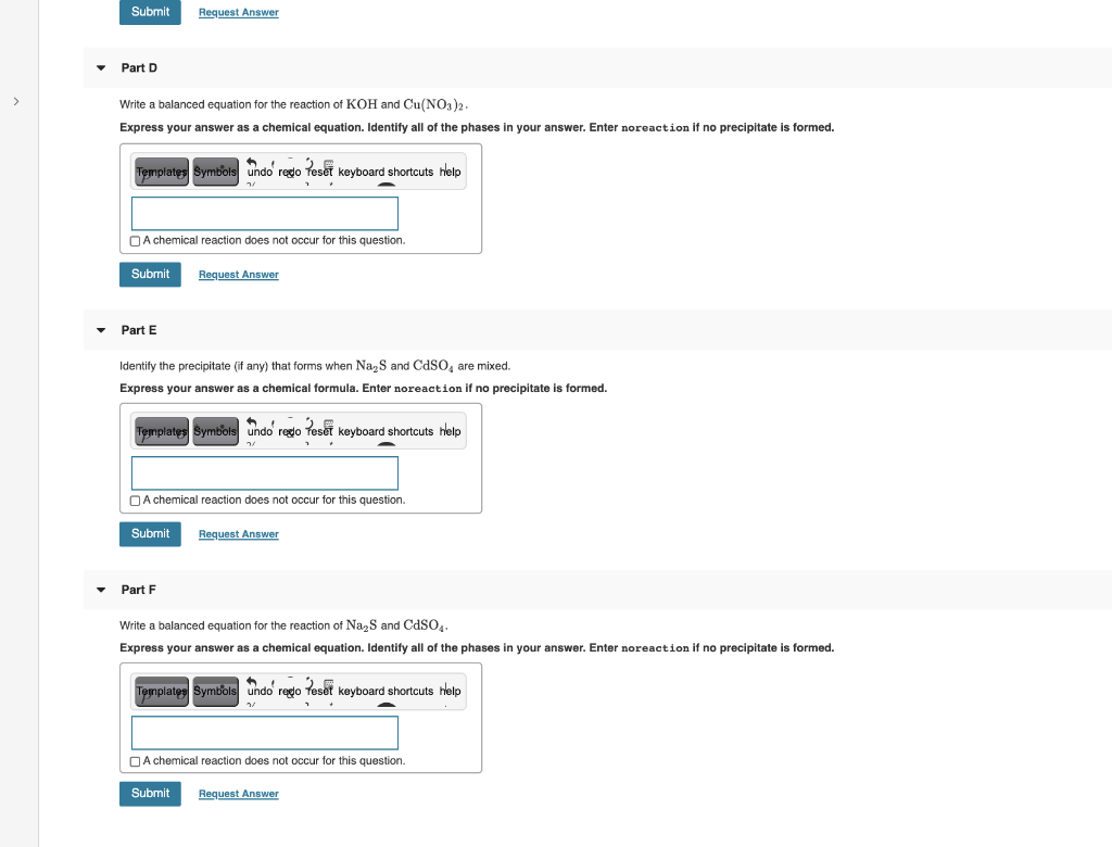Solved Submit Request Answer Part D > Write a balanced | Chegg.com