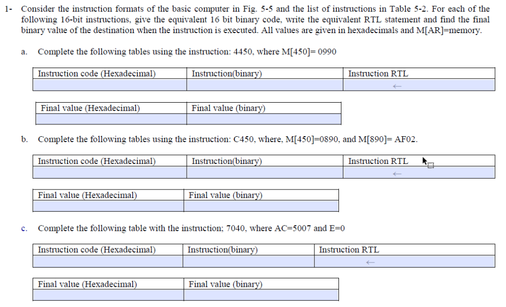 Solved 1 Consider the instruction formats of the basic | Chegg.com