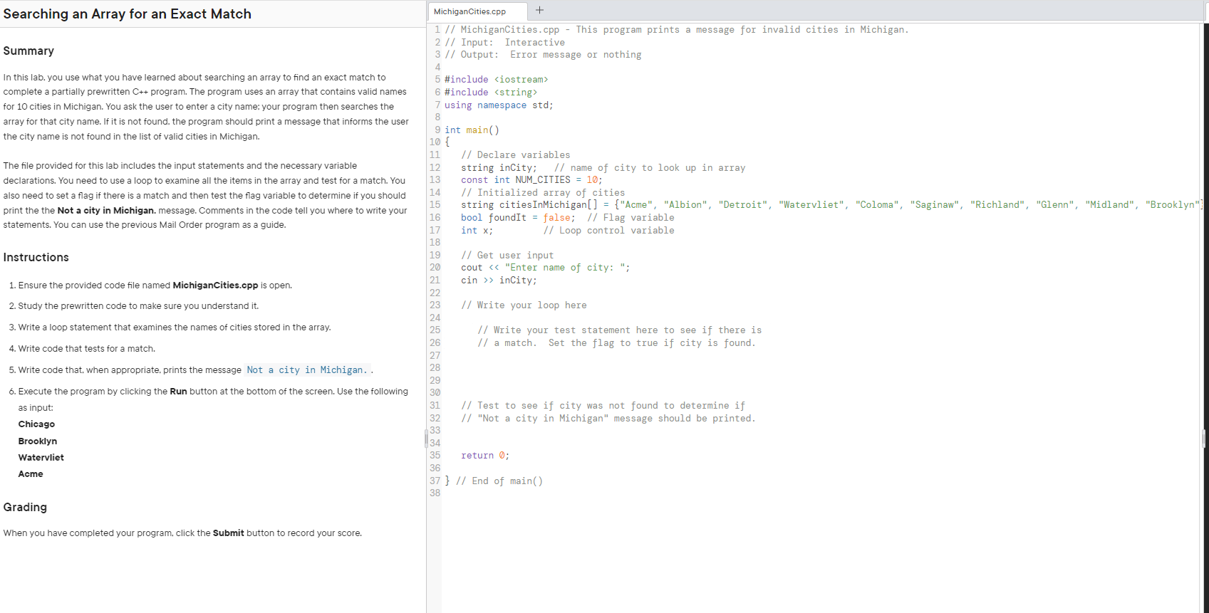 Solved Grading When you have completed your program, click | Chegg.com