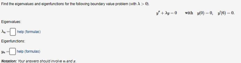 Solved Find the eigenvalues and eigenfunctions for the | Chegg.com