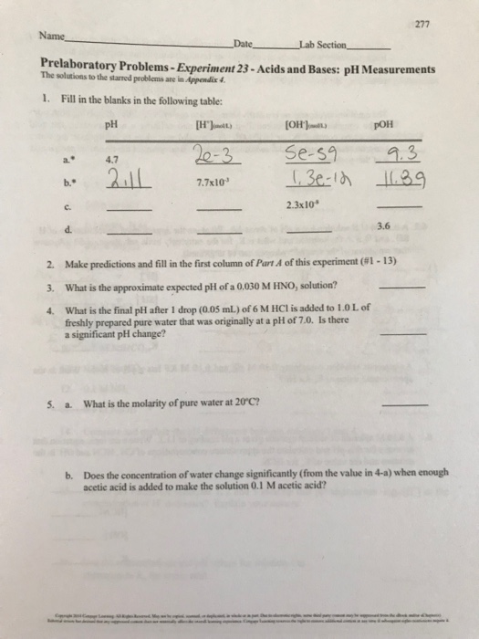 Solved 277 Name, Date Lab Section Prelaboratory | Chegg.com