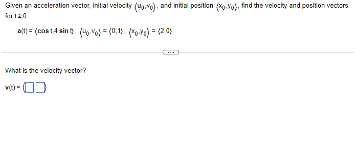 Solved Given an acceleration vector, initial velocity | Chegg.com