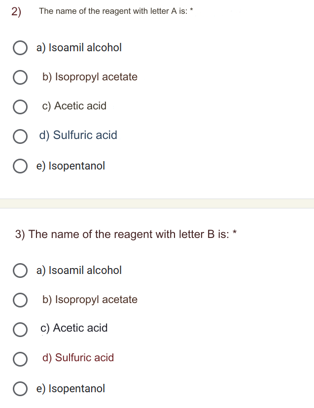 Solved 2) The name of the reagent with letter A is: * a) | Chegg.com