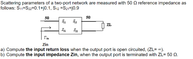 Solved Scattering parameters of a two-port network are | Chegg.com