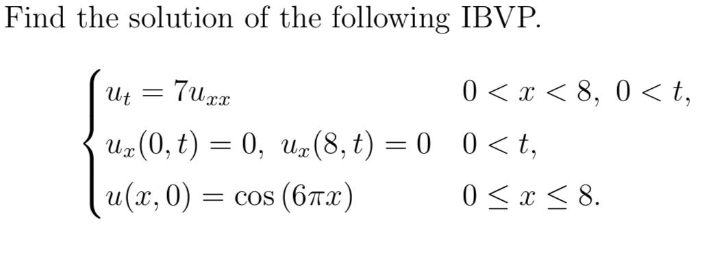 Solved Find the solution of the following IBVP. | Chegg.com