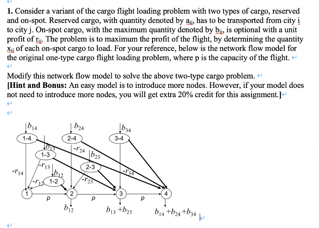 1. Consider a variant of the cargo flight loading | Chegg.com