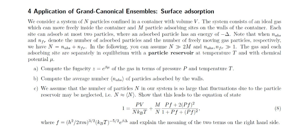4 Application of Grand-Canonical Ensembles: Surface | Chegg.com
