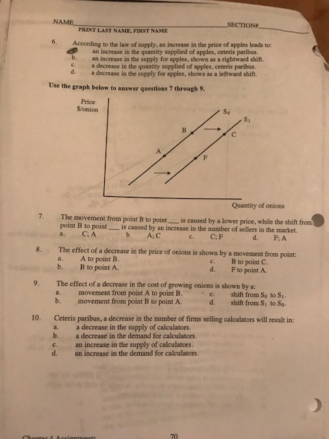 Solved NAME SECTION PRINT LAST NAME, FIRST NAME 6 According | Chegg.com